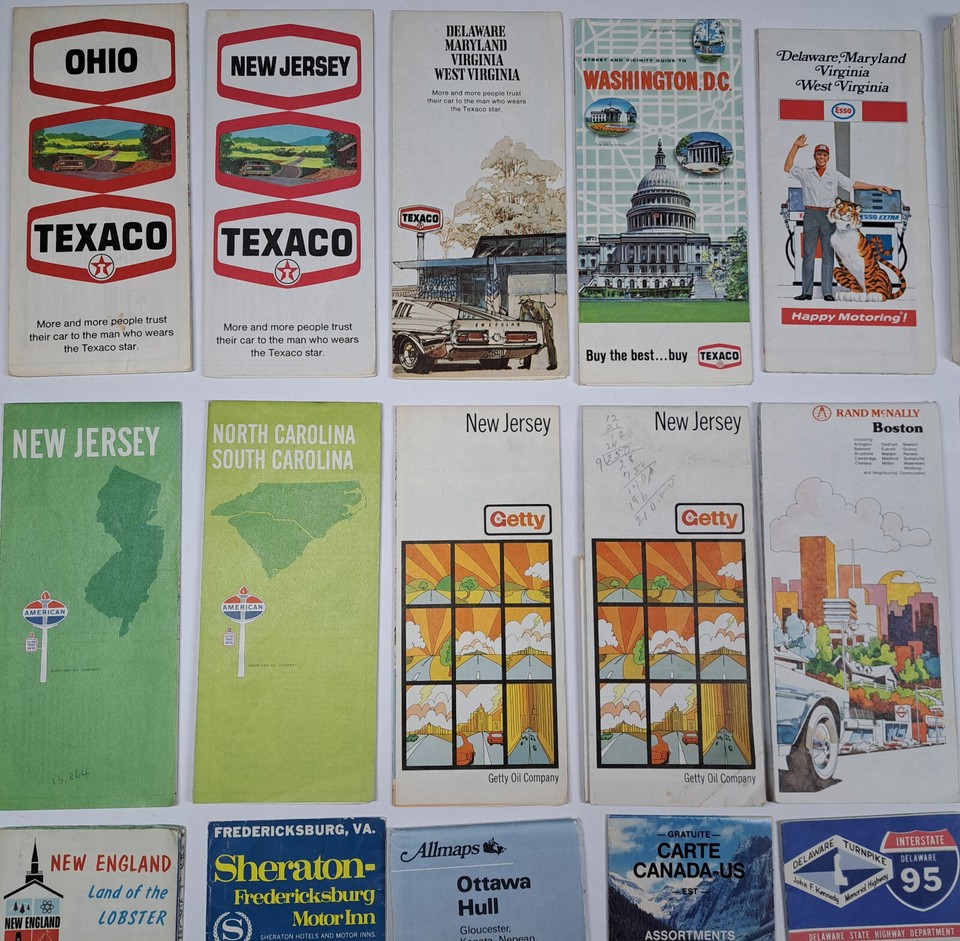 Vintage Road Maps Texaco Esso Getty I Love Heart New York Jersey Canada ...