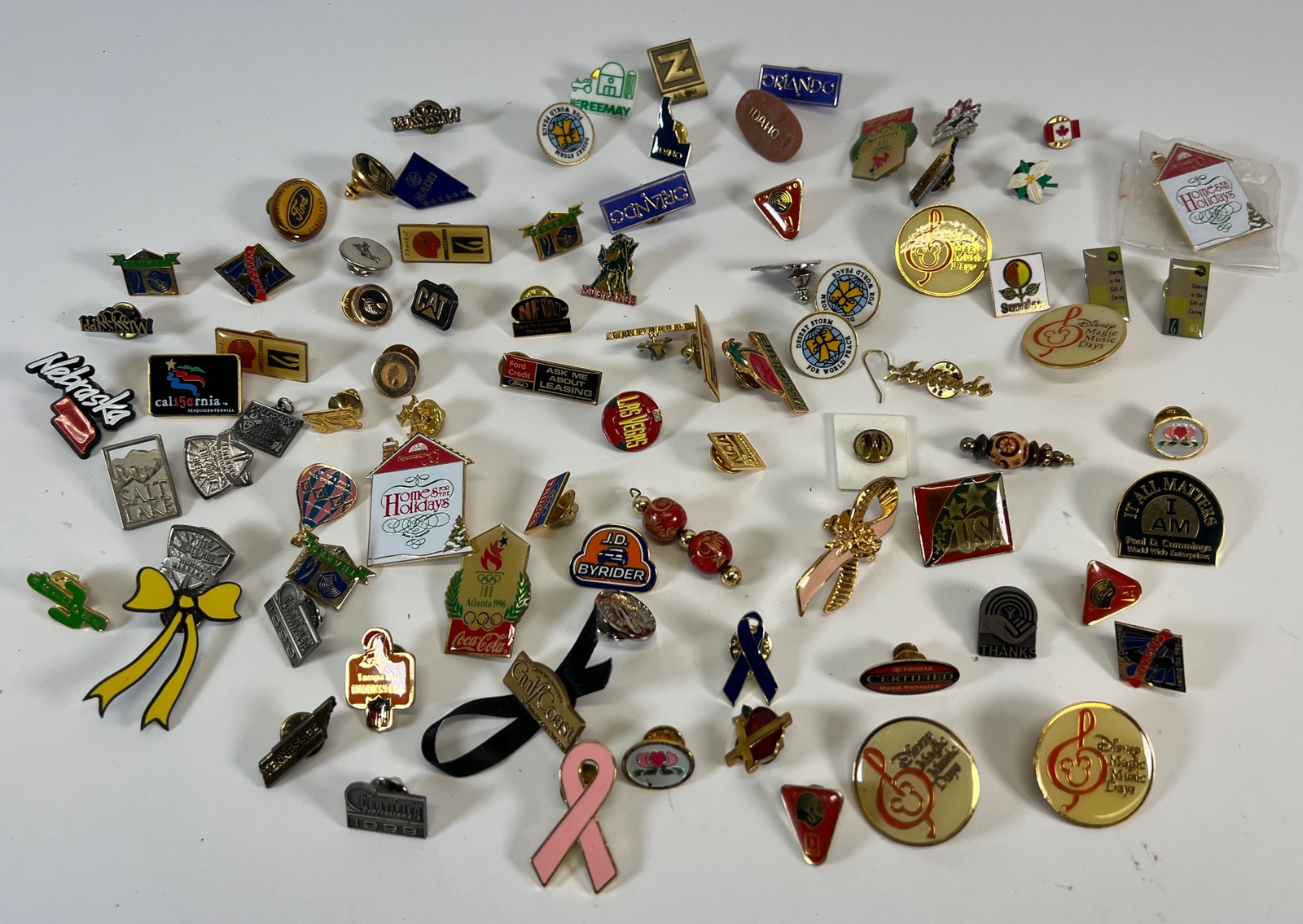 Giant Lot Of Vintage Lapel Pins Disney Travel Sports Destination ...