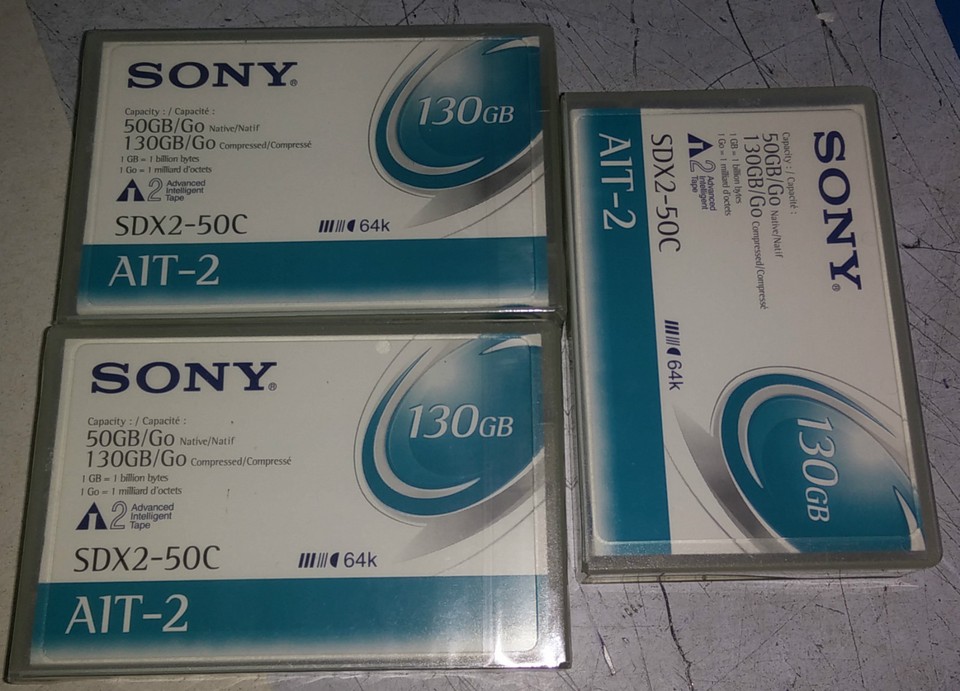 Box of 10 SONY SDX2-50C 50GB/130GB AIT2 8MM DATA TAPES CARTRIDGES -NEW ...