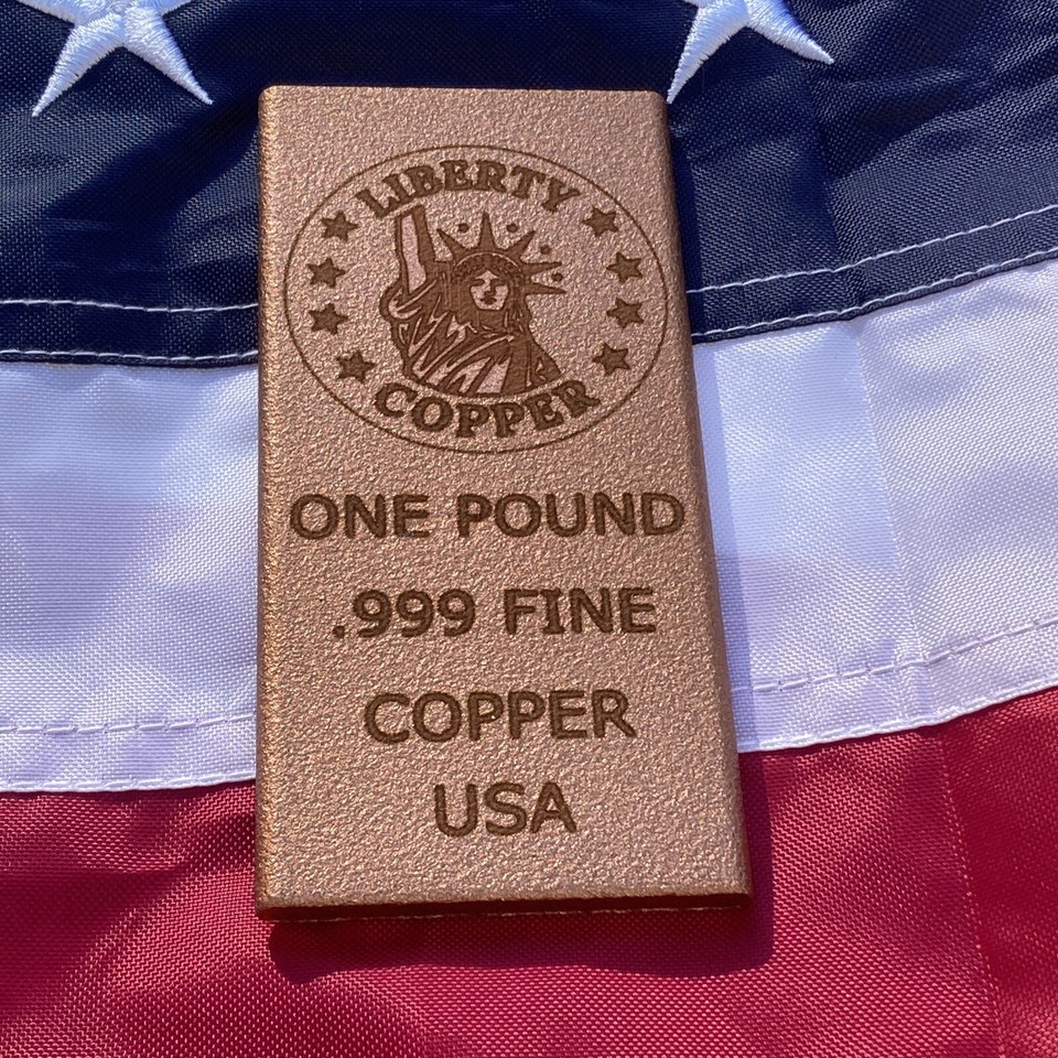 1 POUND .999 FINE COPPER BAR - LIBERTY COPPER DESIGN - BULLION - ONE LB ...