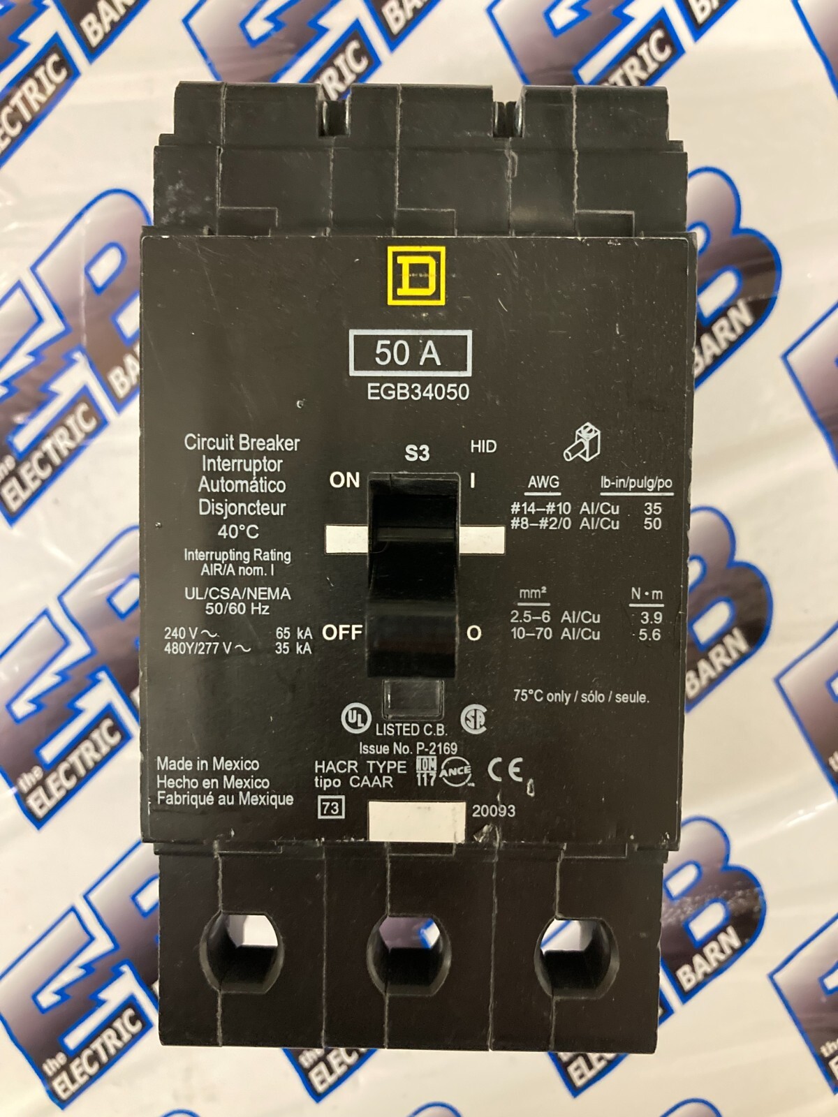 SQUARE D EGB34050 Circuit Breaker 50 Amp 480 Volt 3 Pole 65K -NEW-S | eBay