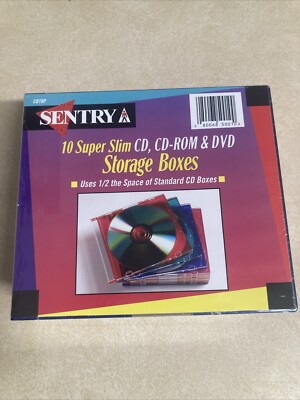10 SUPER SLIM CD~CD ROM DVD CASES~SENTRY BRAND~STORAGE BOXES~NEW~BLUE ...