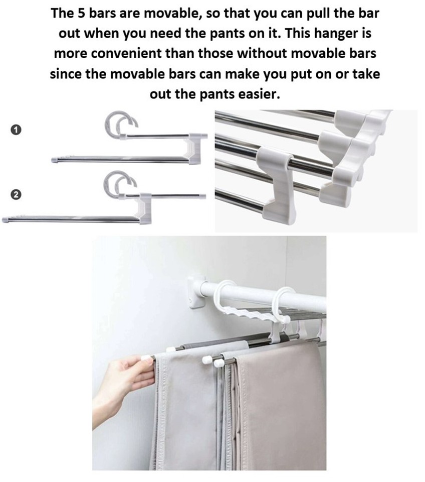 Magic Pants Hangers Multi-Layer Trouser Rack Space Saving Stainless ...