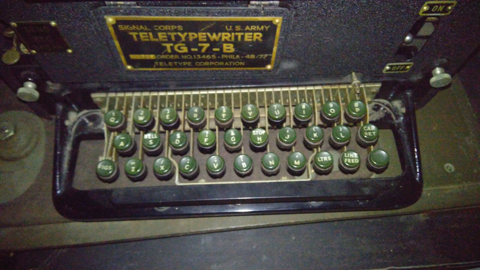 Antique Signal Corps US Army Teletypewriter TG-7-B Stand, Paper Rolls, Headset | eBay