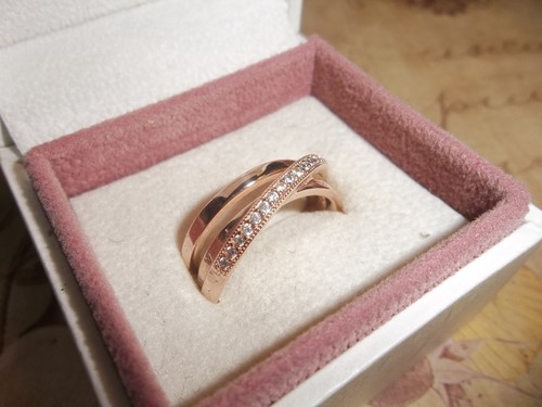 Genuine Pandora Crossover Rose Gold Pavé Triple Band Ring 189057C01 ...