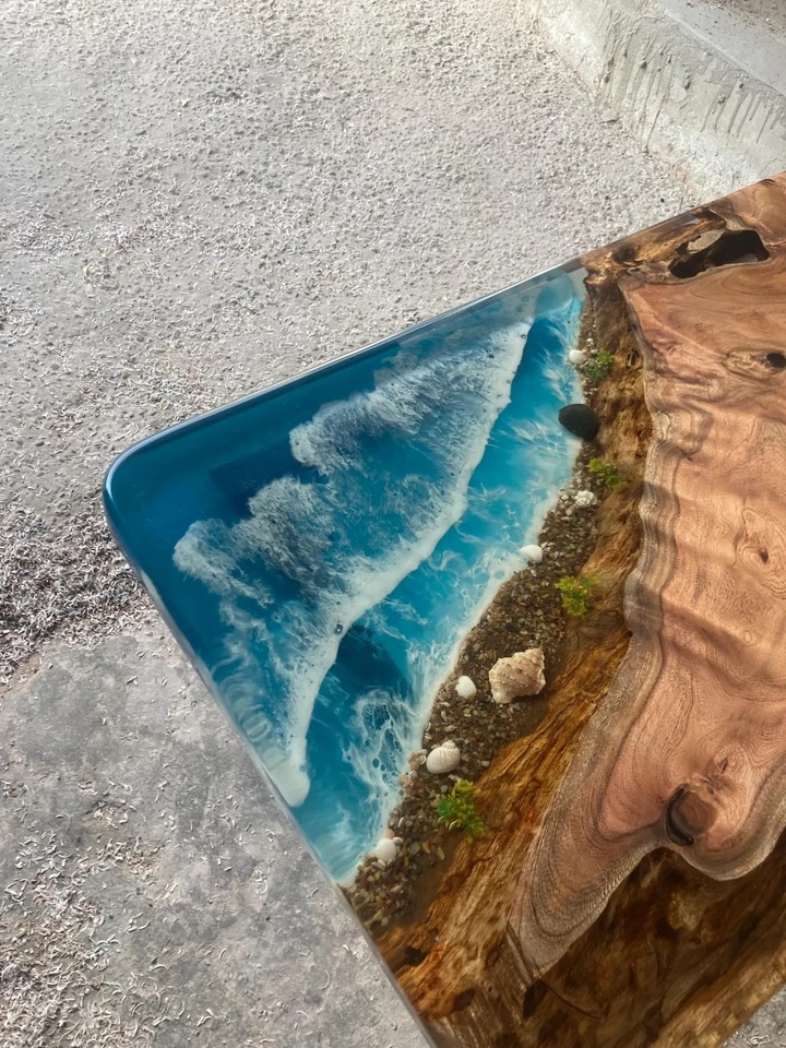 Ocean Blue Epoxy Resin Table | Custom Handmade Coffee Table | Modern ...