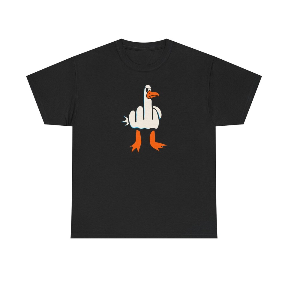 Funny Rude Seagull Black Tee | eBay