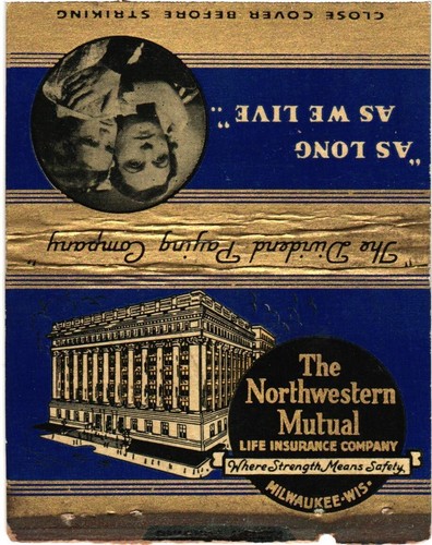 Milwaukee WI The Northwestern Mutual Life Insurance Vintage Matchbook ...