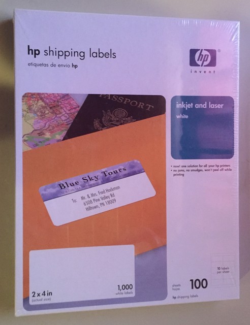 HP Labels 2" X 4" 100 Sheets 1000 Labels Q2592A for sale online | eBay