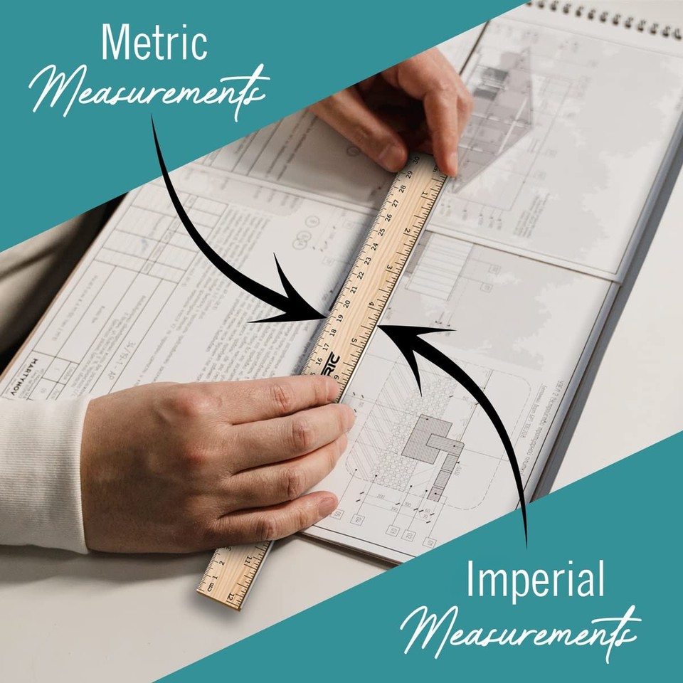 Rulers 6 Pack - Rulers 12 Inch, Wood Ruler with Metal Edge Great for ...