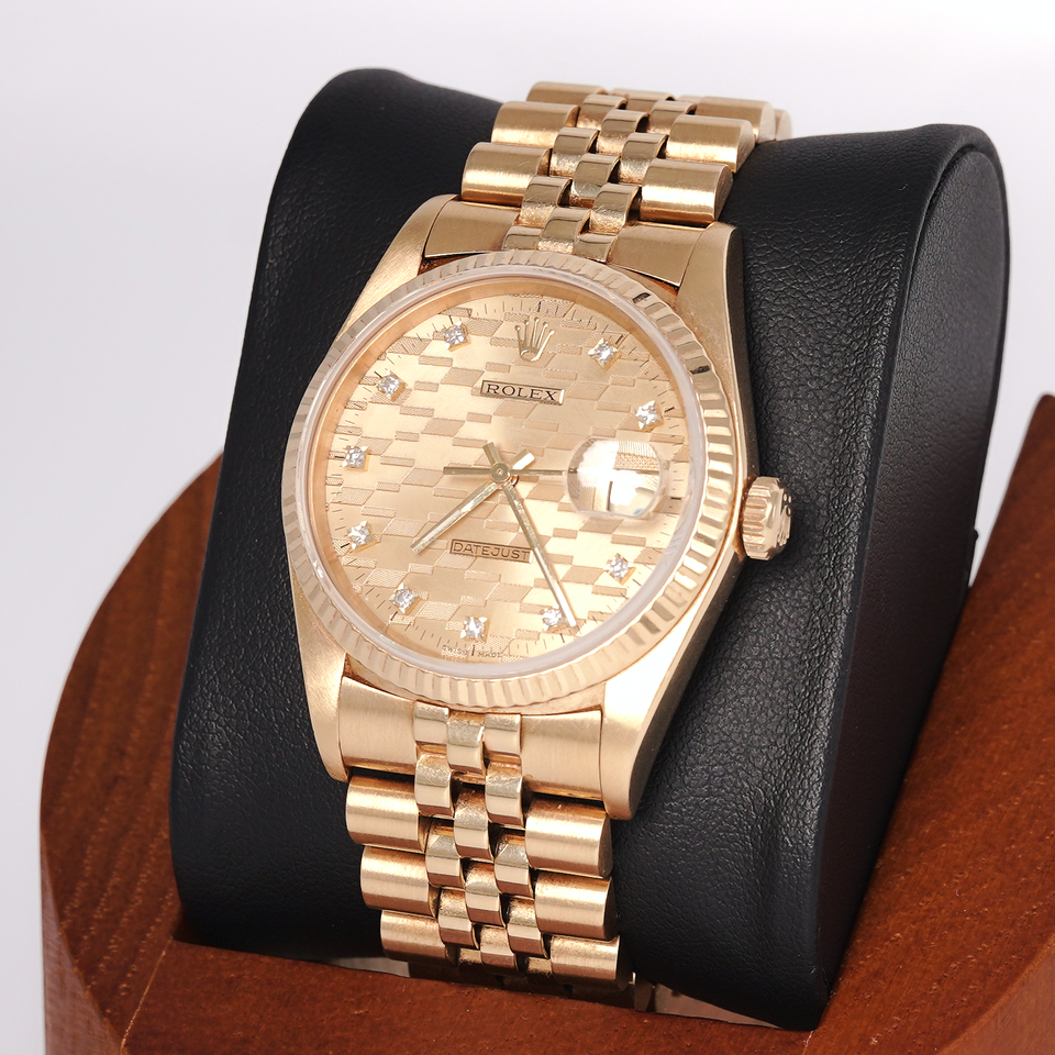 Rolex DateJust 36 18KY Jubilee Chevrolet Diamond Dial Watch Full Set ...