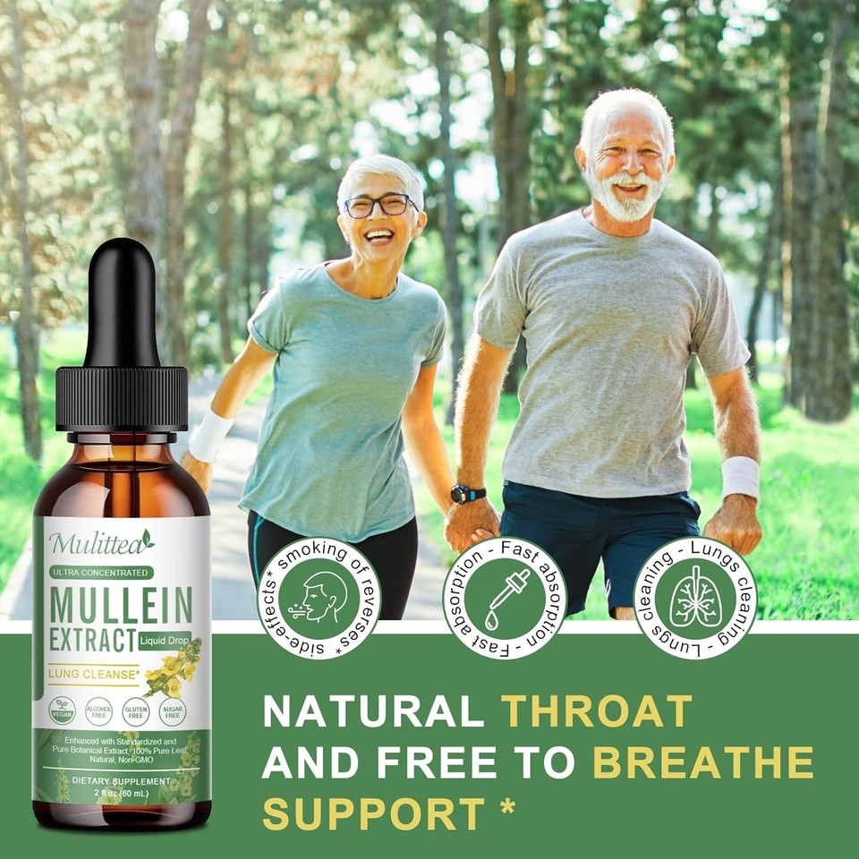 2 PACK Mullein Drops for Lungs, Detox and Cleanse Mullein Extract ...