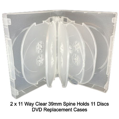 2 x 11 Way Clear DVD 39mm Spine Holds 11 Discs Empty Brand New ...