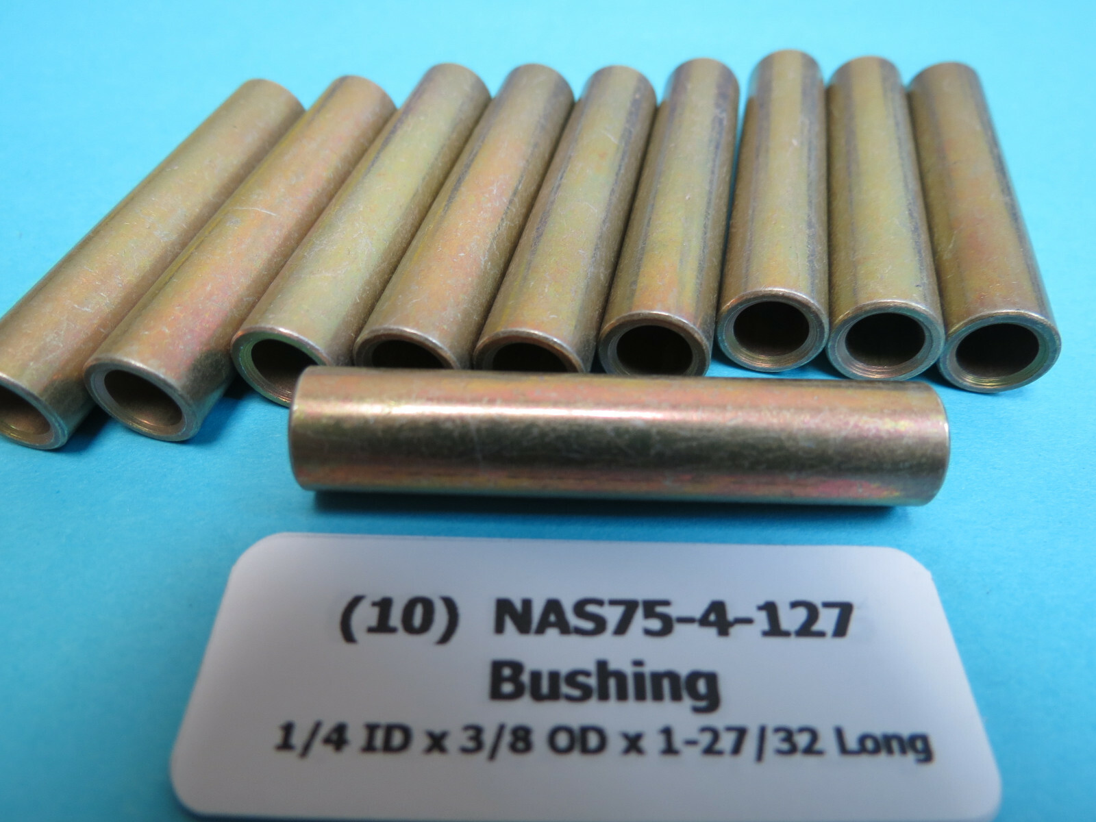 (10) NAS75-4-127 Bushing 1/4 ID x 3/8 OD, 1-27/32 Long Spacer Aircraft ...