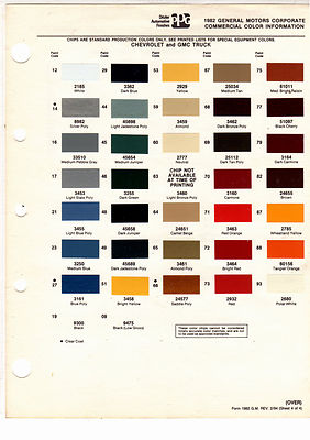 1982 CHEVROLET GMC TRUCKS BLAZER JIMMY PICKUP 82 PAINT CHIPS DITZLER | eBay