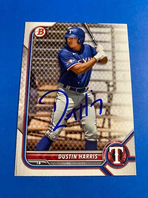 DUSTIN HARRIS 2022 BOWMAN DRAFT AUTO IP SIGNED TEXAS RANGERS FRISCO ...