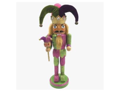 Jester 12" Mardi Gras Nutcracker Handcrafted Wooden Hand-painted Green ...