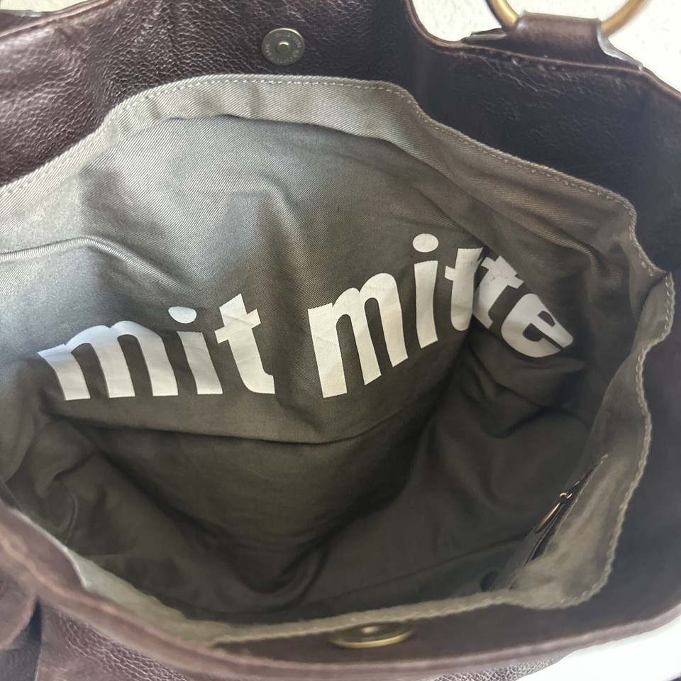 MIT MITTE Dark Brown Leather Purse Handbag Braided Straps | eBay