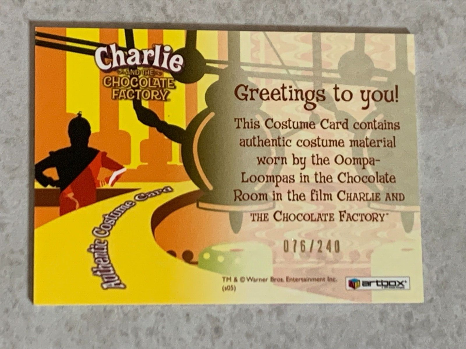 Lot 10 - Charlie & The Chocolate Factory - Prop Card - Oompa Loompa ...