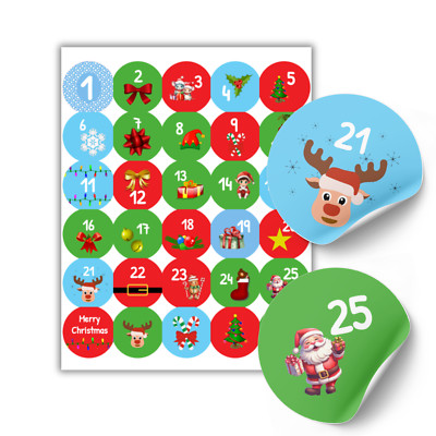 Christmas advent calendar gift envelope seals stickers labels tags ...
