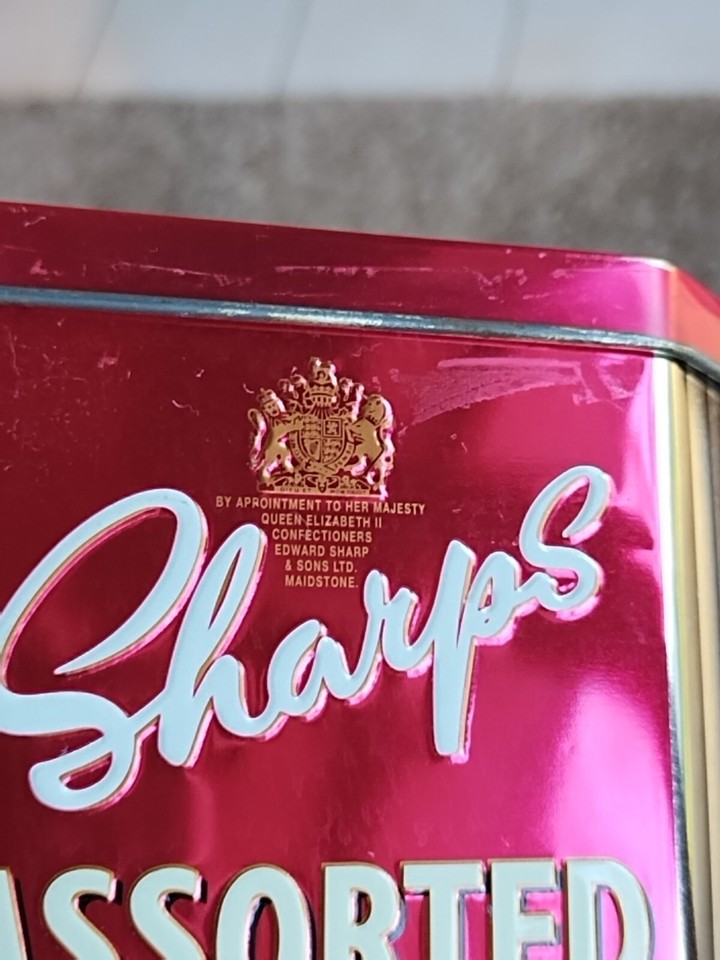 Vtg Sharps Assorted Toffee Tin Sir Kreemy Knut RARE Red Metal Canister ...