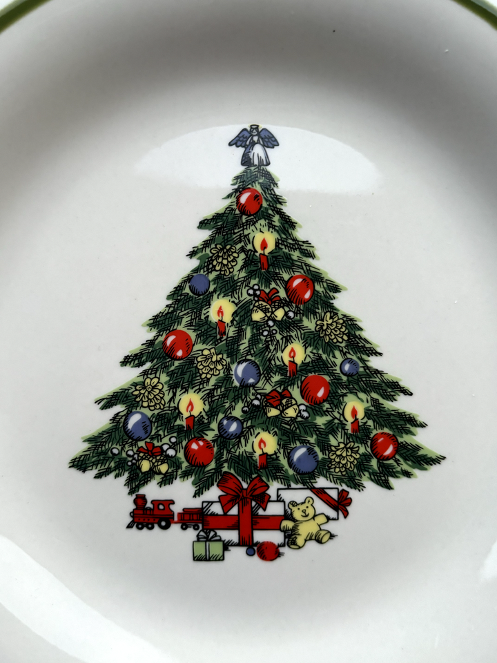 Mount Clemens Pottery Christmas Tree Salad/Dessert Plate Green Band ...