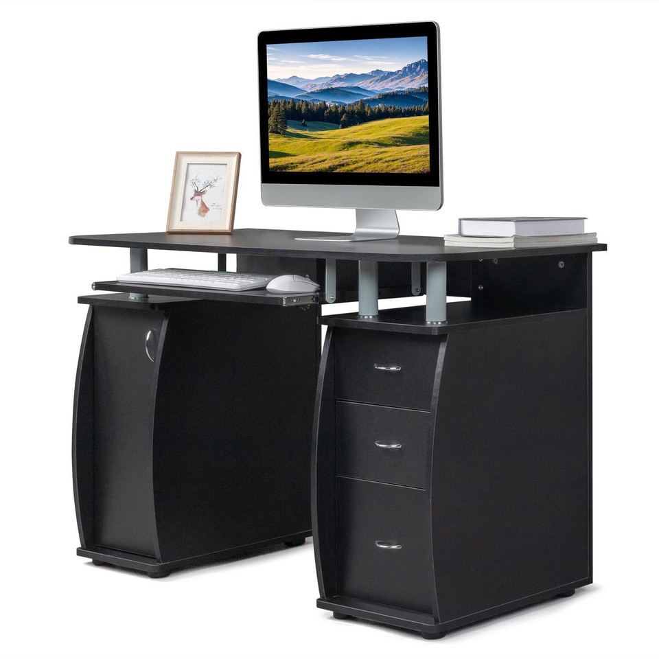 Computer Study Desk Laptop Table Writing Workstation W/Bookshelf Home ...