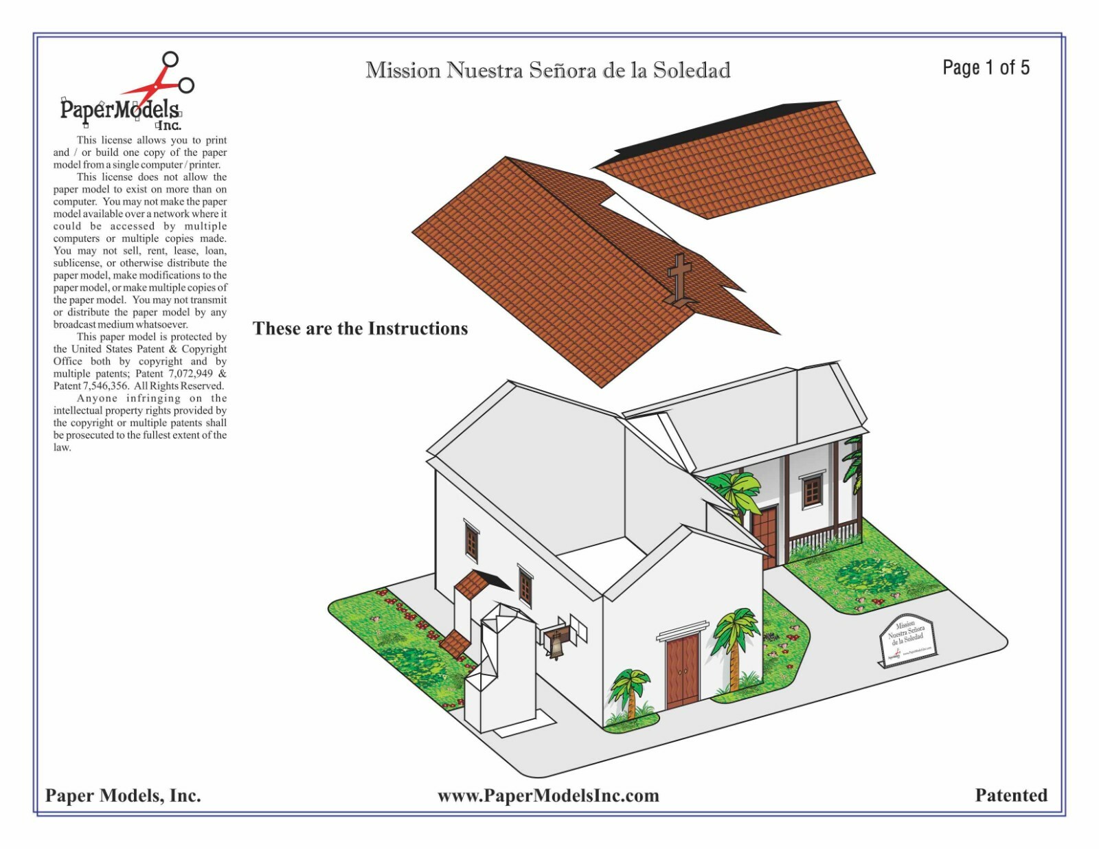 California Mission Nuestra Senora - Paper Model Project Kit | eBay