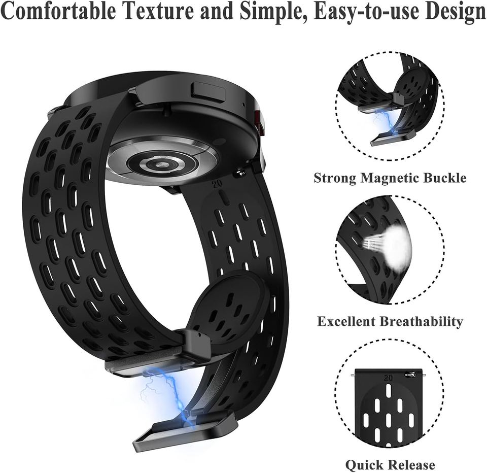 Watch Band 18Mm 19Mm 20Mm 22Mm, Rubber Watch Strap with Magnetic Clasp ...