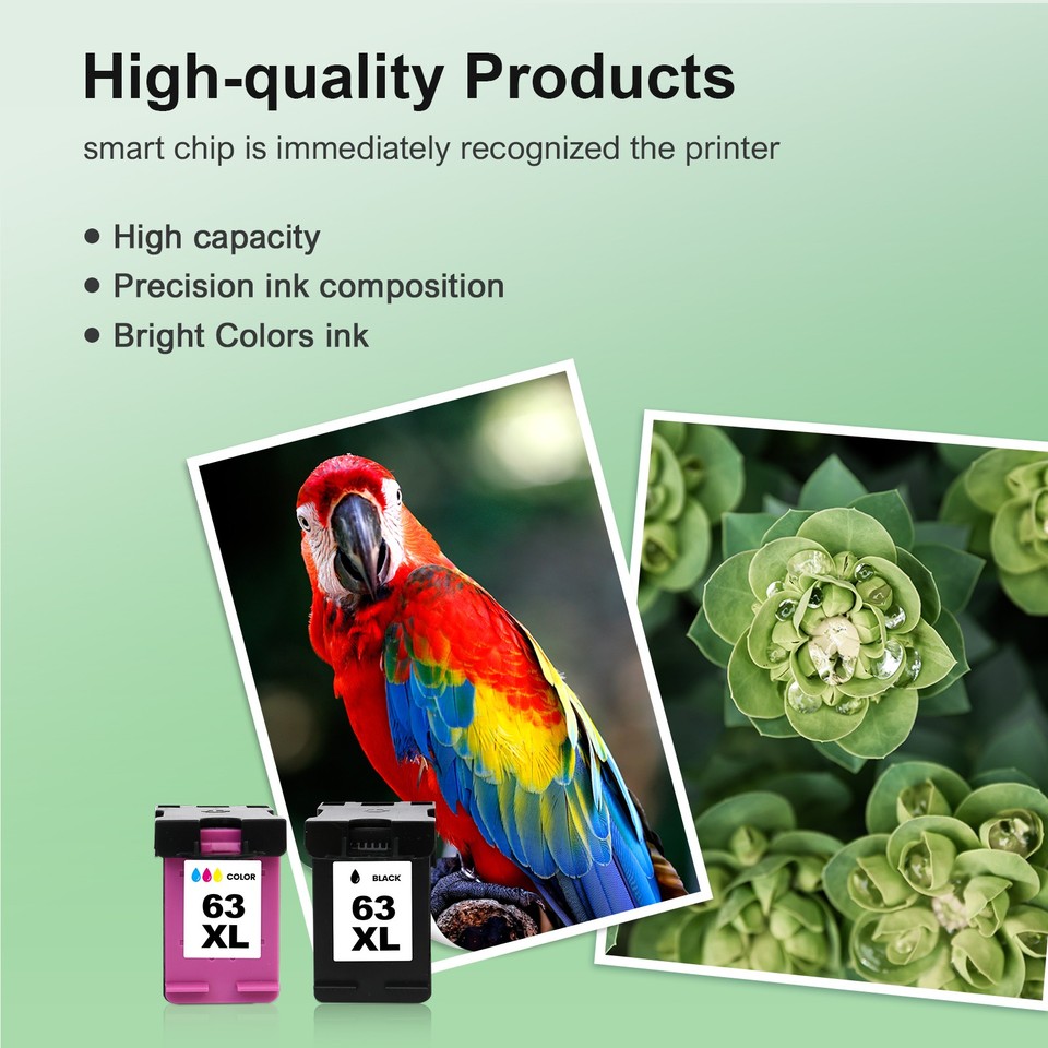 63XL Ink Cartridge for HP OfficeJet 3830 4650 5200 5220 5255 5264 ENVY ...