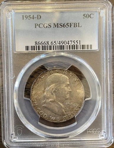 1954-D Franklin US Half Dollar, MS65 by PCGS, FBL, Awesome Coin With ...