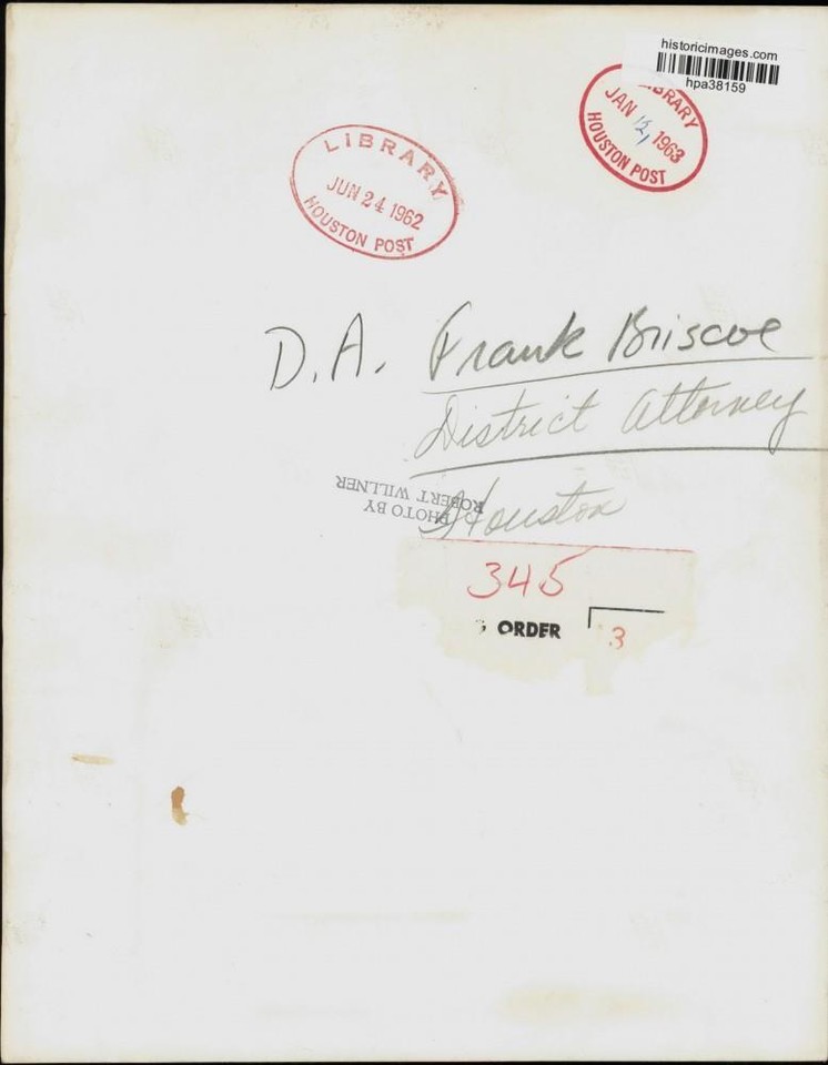 1962 Press Photo Houston District Attorney Frank Briscoe - hpa38159 | eBay