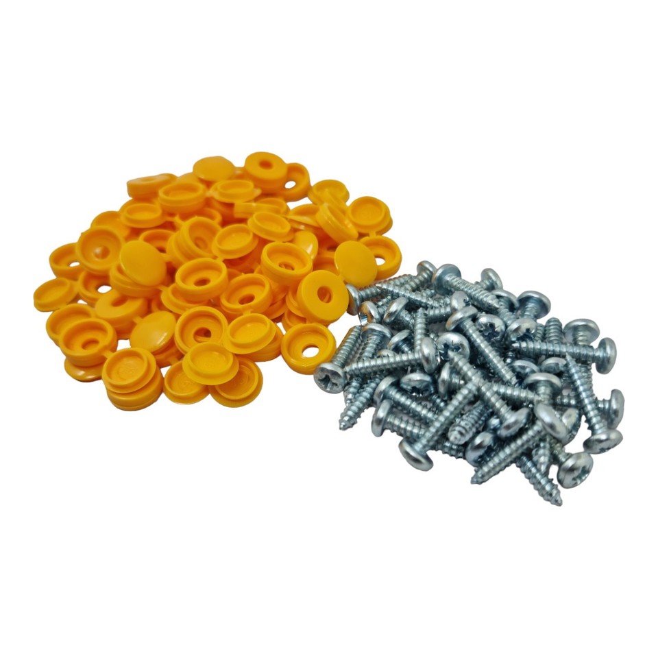 NUMBER PLATE FITTING KIT SCREWS & CAPS BLACK BLUE WHITE YELLOW MUTI ...