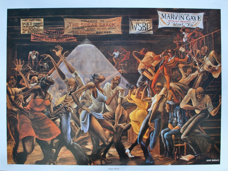 Ernie Barnes: Sugar Shack, Signed Screen Print, 2002 + COA #Marvin Gaye ...