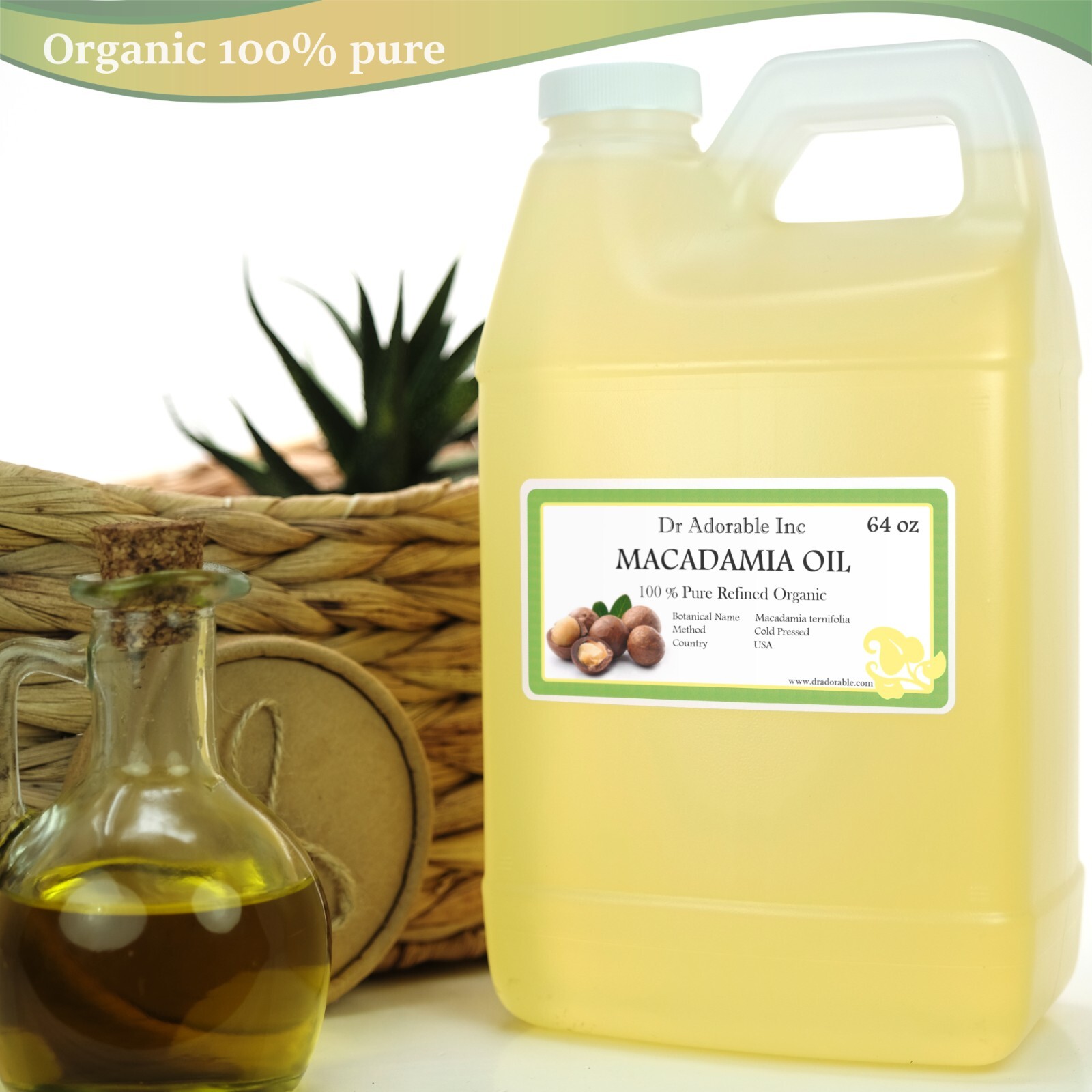 Premium 100% Pure Organic Cold Pressed Macadamia Nut Oil 2 oz up to 7 ...