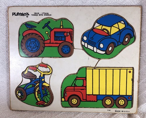 Vintage Things With Wheels Children’s Playskool Wooden Jigsaw Puzzle | eBay