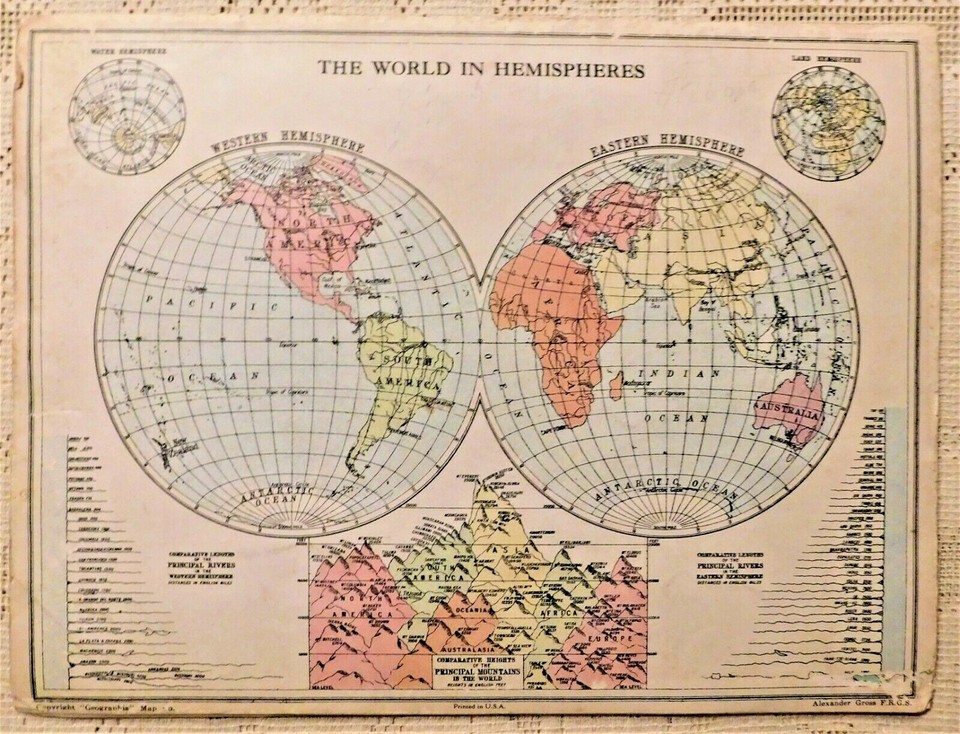 VINTAGE WWII ERA - THE FAMOUS WORLD ATLAS - ALEXANDER GROSS GEOGRAPHIA ...