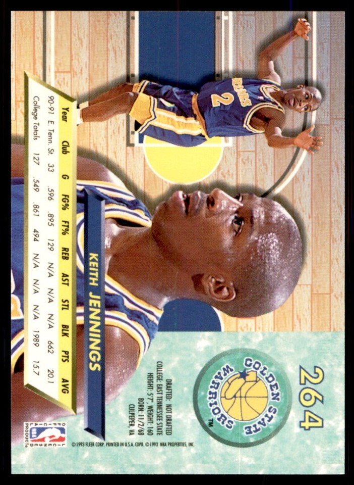 1992-93 Fleer Ultra. Keith Jennings Golden State Warriors #264 | eBay