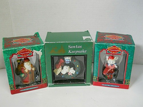 3 Christmas Traditions Santas Keepsake Christmas Ornaments Santa Mice ...