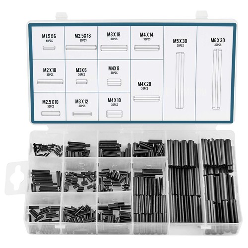 400pc Roll Pin Set | M1.5 M2 M2.5 M3 M4 M5 M6 Slotted Metric Spring ...