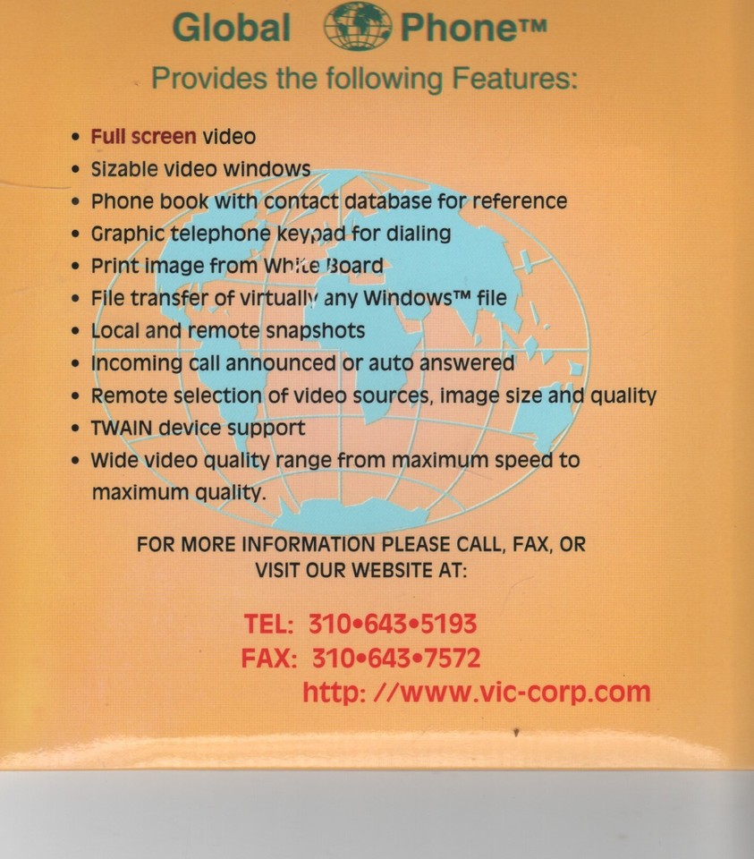ITHistory (1990s) IBM PC Software: GLOBAL PHONE Visual Comm Sys (VIC Hi-Tech) OF | eBay