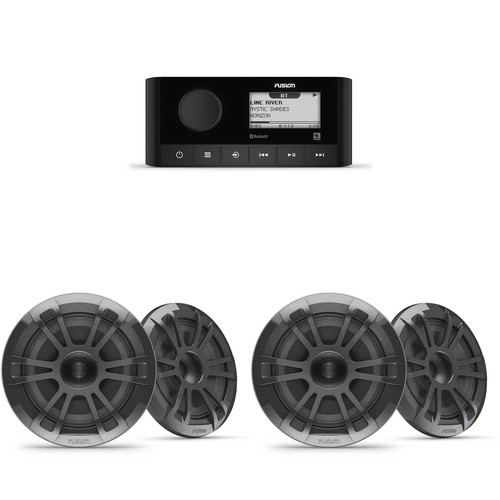 Fusion MS-RA60 Marine Stereo + 2 Pairs EL-F653SPG 6.5" Marine Coax ...