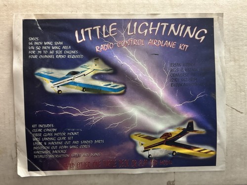 Rare Vintage Little Lightning RC Airplane Kit By B.A.K R/C Design | eBay