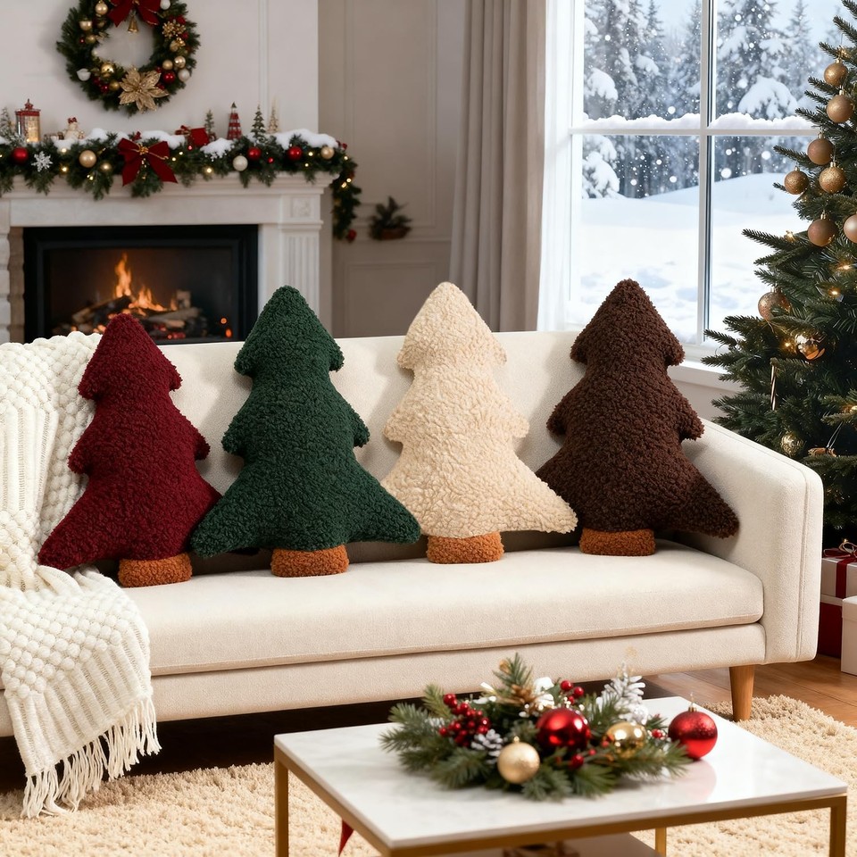 Christmas Pillows, Decorative Christmas Tree Pillow Stuffed Tree Shaped ...