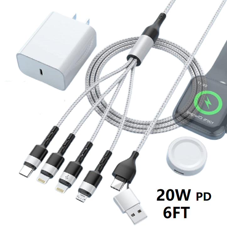 Universal iPhone Charger set 20W PD Fast WallCharger USB C 4 in 1 ...