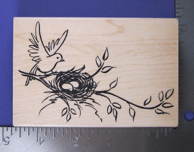 RUBBER STAMP - NESTING BIRD (BIRD WITH EGGS IN NEST) STAMPENDOUS P122 ...