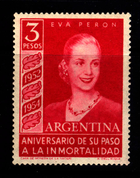 Argentina 1954 #626 wmk 90 2nd anniv. death of Eva Peron vf mnh | eBay