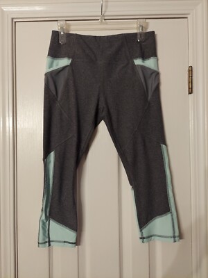 RBX LIVE LIFE ACTIVE WOMANS CROPPED CAPRI YOGA PANT GRAY AND GREEN SIZE ...