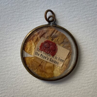 Antique Vatican Pressed Flower Pendant from Pope’s Garden - Wax Seal ...