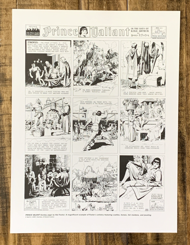 Editorial Cartoon Prince Valiant King Arhtur by Harold R Foster 1939 ...